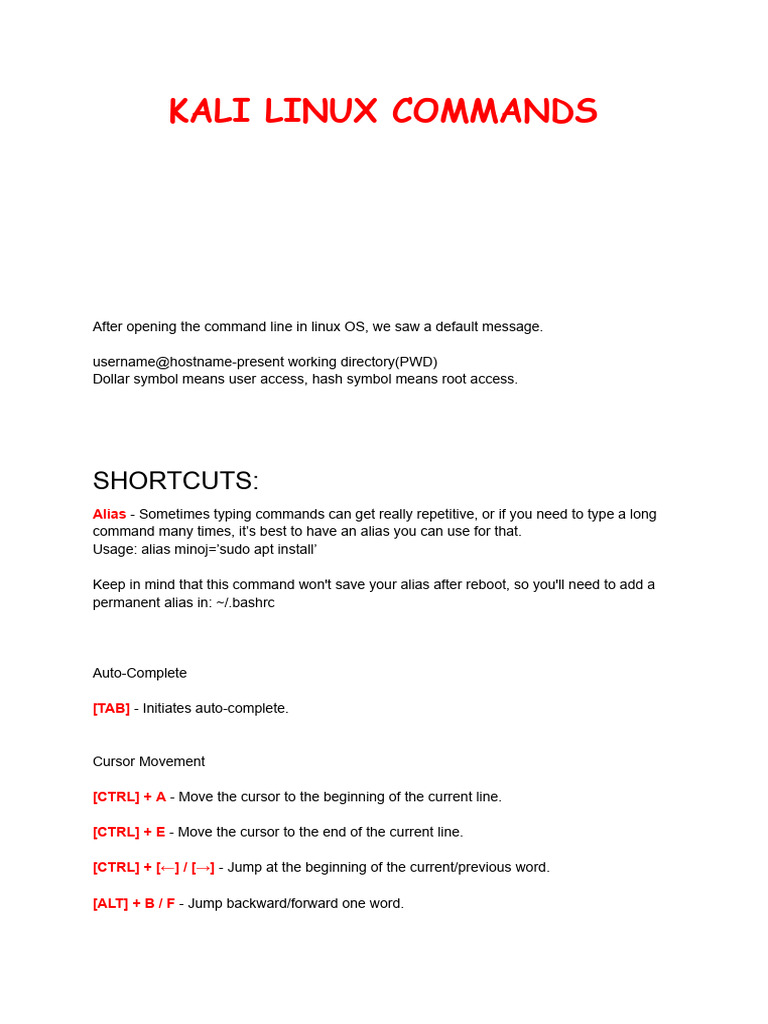 Kali Commands | Download Free PDF | Computer Engineering | Computer Science