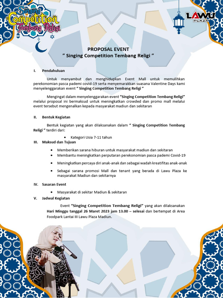 PROPOSAL KEGIATAN LOMBA KARAOKE ANAK-ANAK - 26 Maret 2023 | PDF