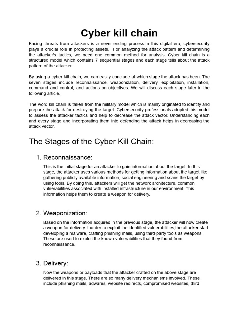 Cyber kill chain | PDF | Malware | Security