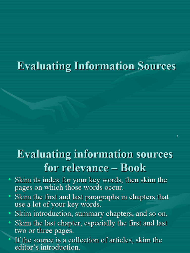 3-Evaluating Information Sources | PDF | Information | Information Science