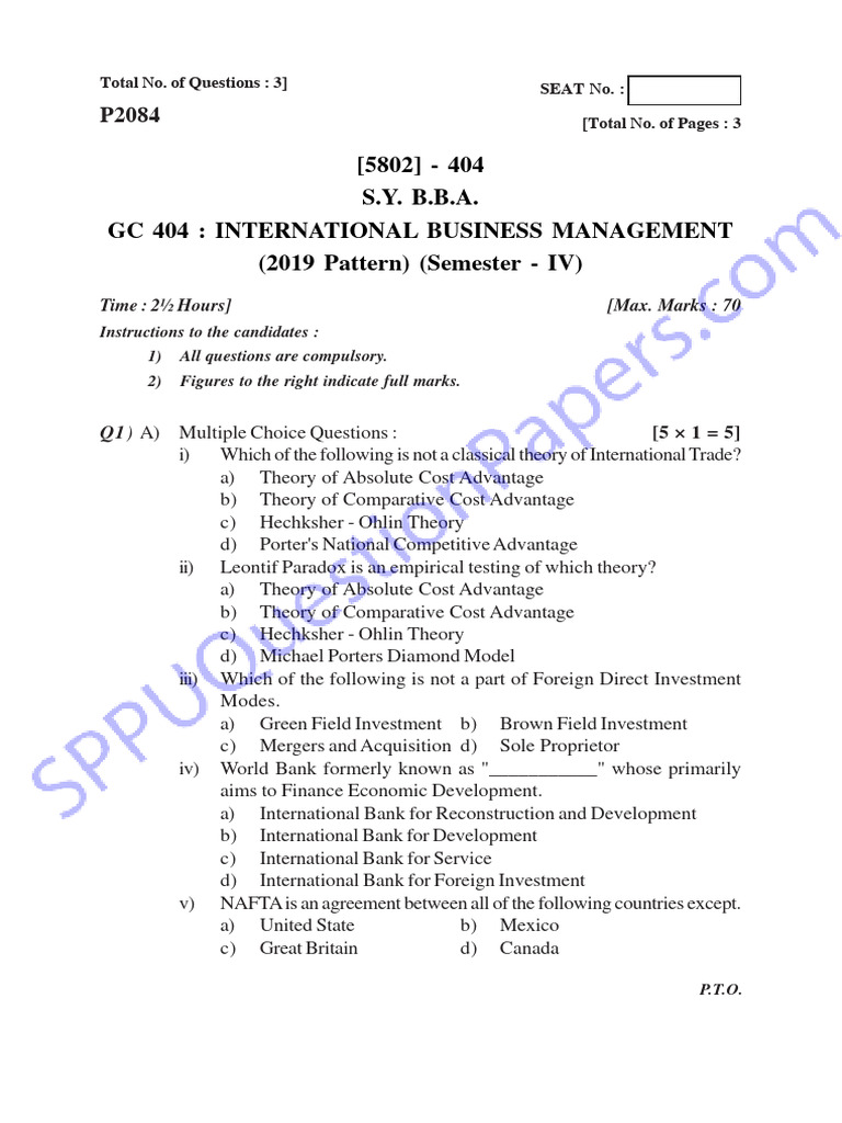 Commerce Bba Semester-4 2022 April International-Business-2019-Pattern | PDF | Exchange Rate ...