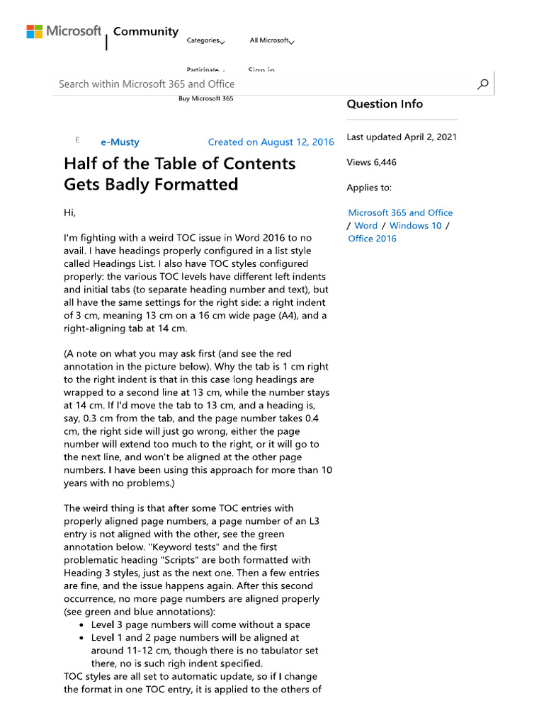 Half of The Table of Contents Gets Badly Formatted | PDF