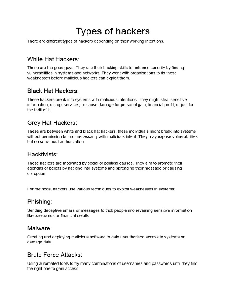 Types of hackers | PDF