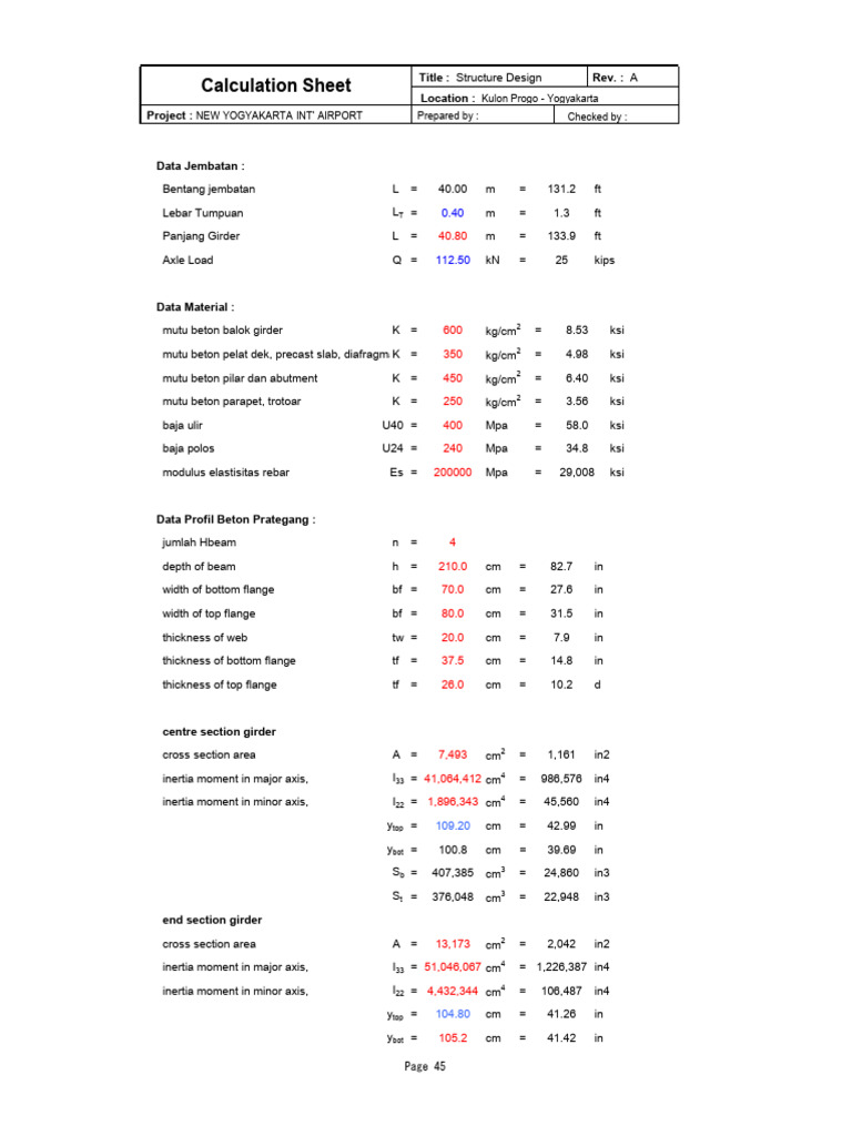 Calculation Sheet: Title: Structure Design Location: Rev.: A | PDF ...