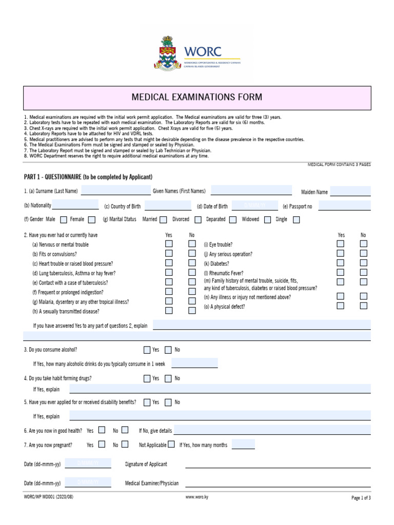 Medical Form | PDF | Physical Examination | Epidemiology