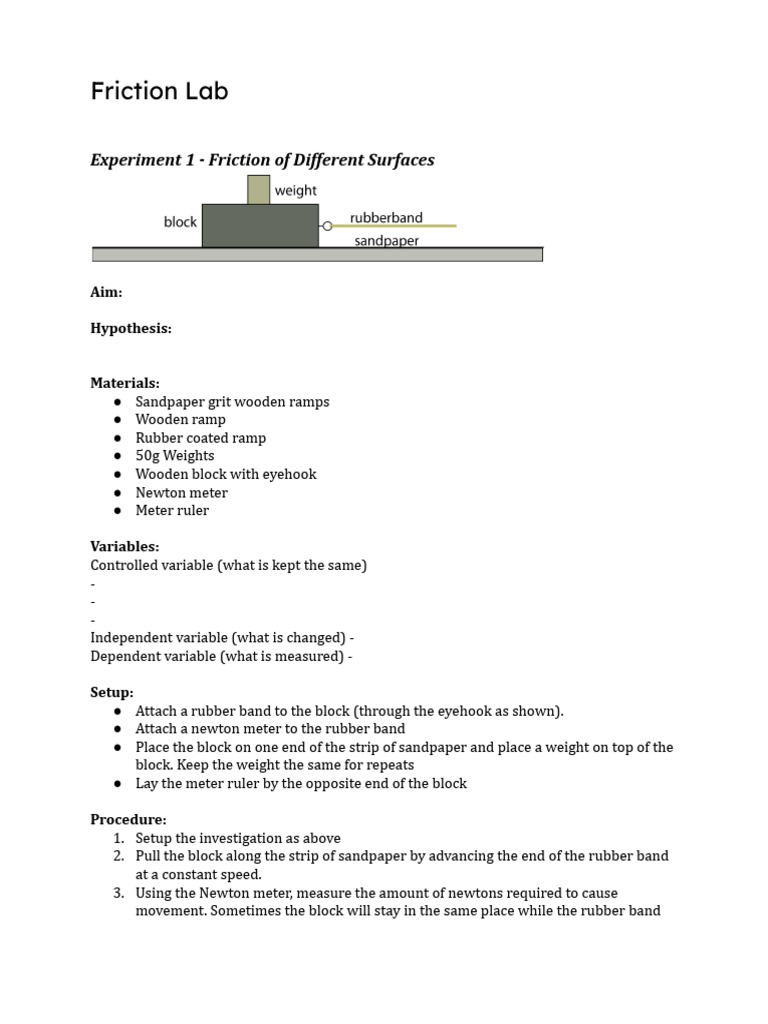 Friction Lab | PDF | Friction | Mass