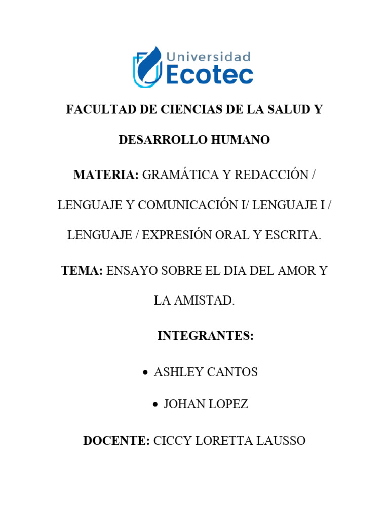 Ensayo Dia Del Amor y La Amistad | PDF | Amor | día de San Valentín