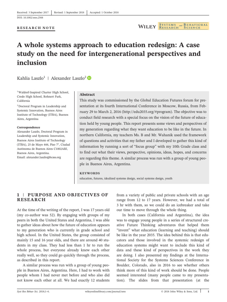 A Whole Systems Approach To Education Re | PDF | Teachers | Learning
