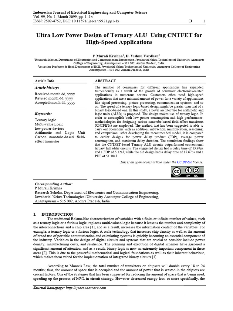 Ternary Alu Using Cntfet | PDF | Carbon Nanotube | Logic Gate