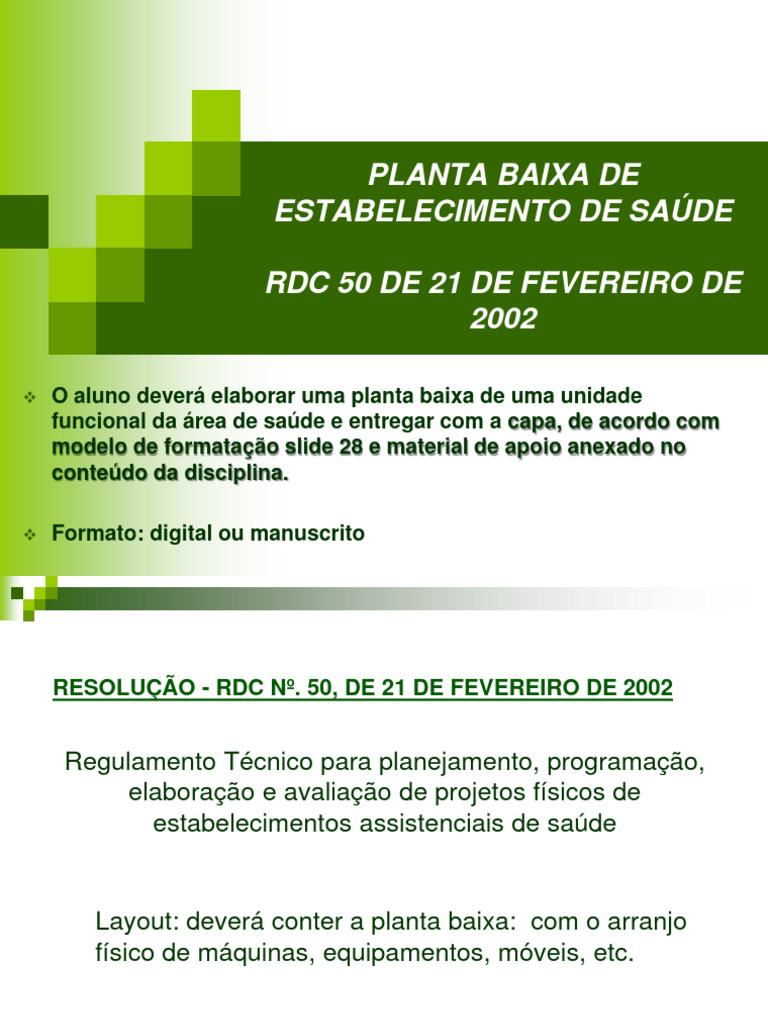 Planta Baixa para Saúde: RDC 50/2002 | PDF | Investimentos