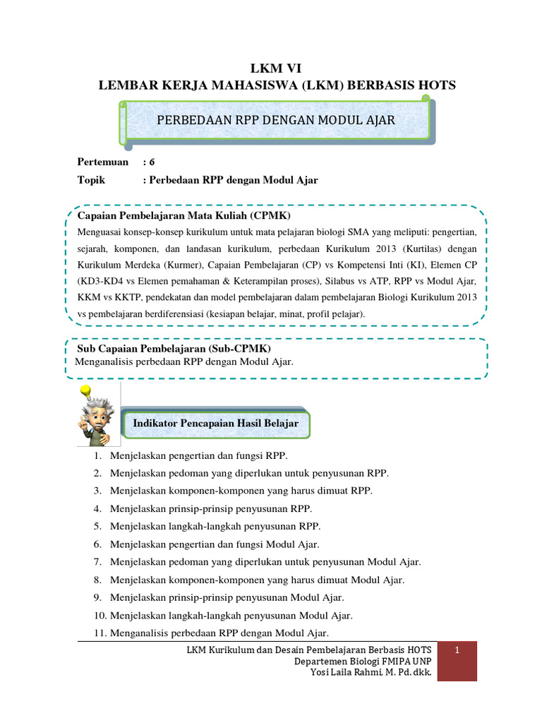 LKM Kurikulum Dan Desain Pembelajaran VI | PDF