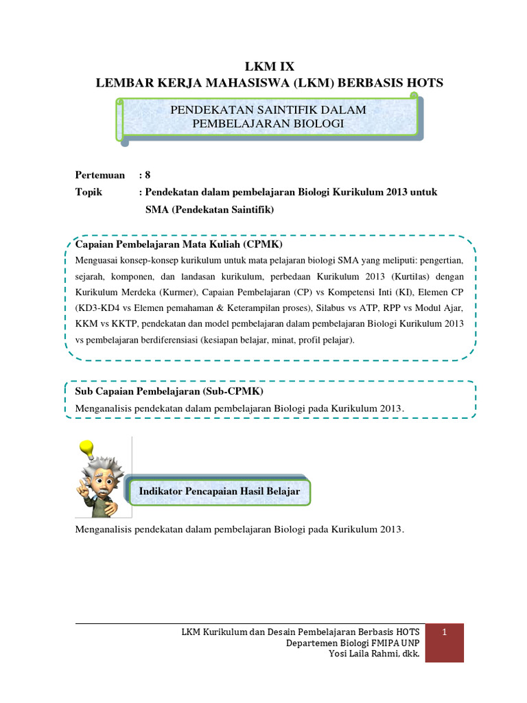 LKM Kurikulum Dan Desain Pembelajaran IX | PDF