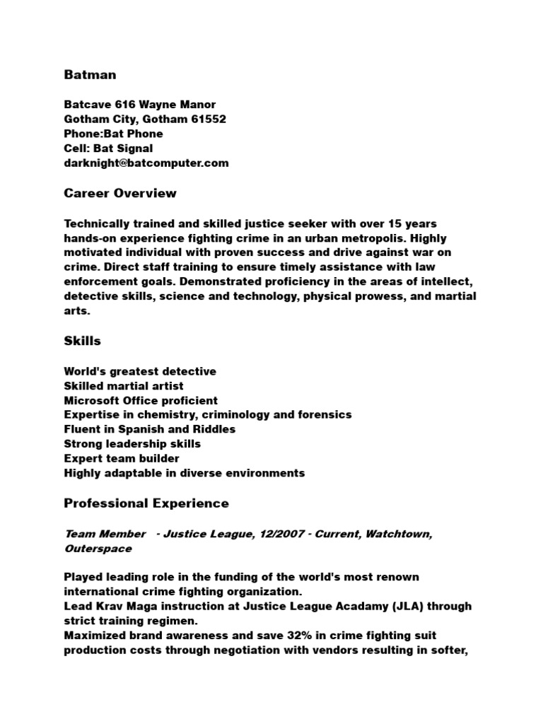 Batman Resume | PDF | Batman | Dc Comics Superheroes