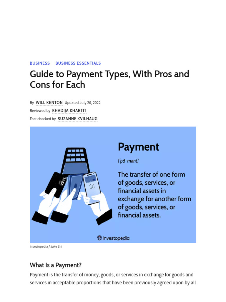 Guide to Payment Types, With Pros and Cons for Each | PDF | Payments ...