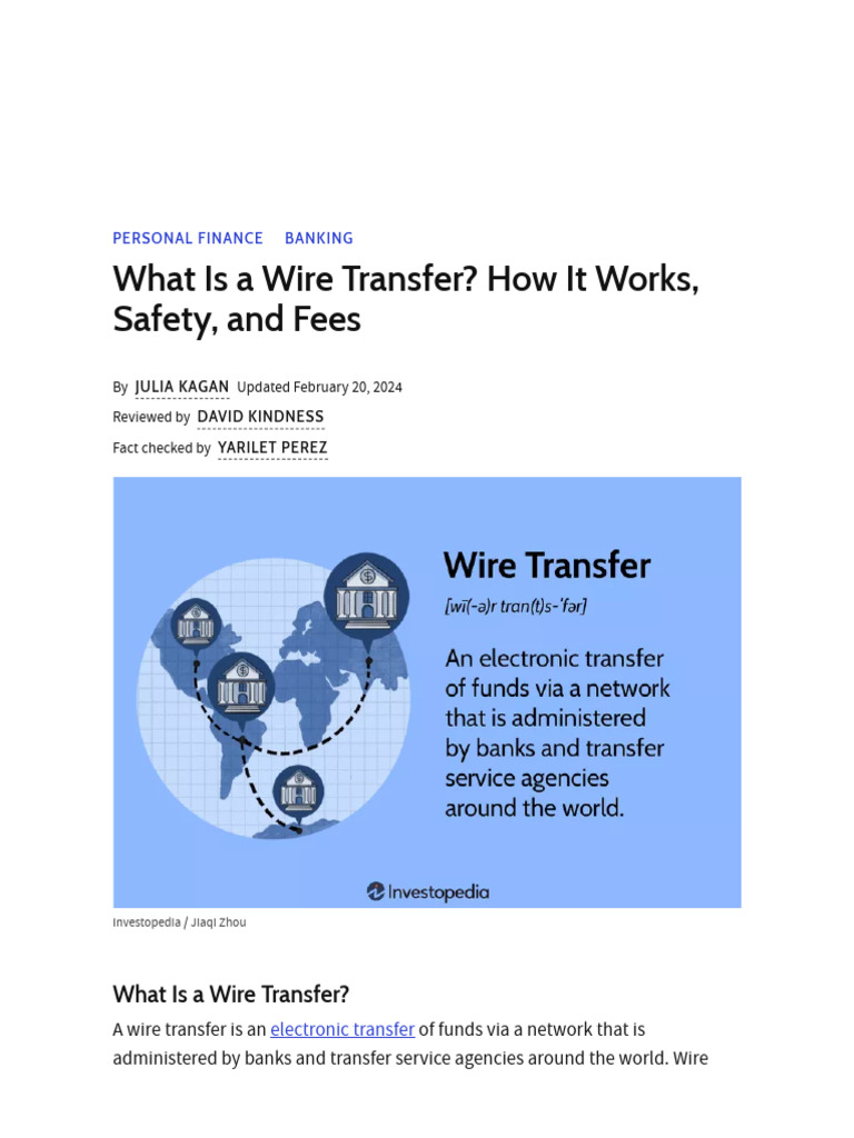 What Is A Wire Transfer How It Works, Safety, and Fees | PDF | Wire ...
