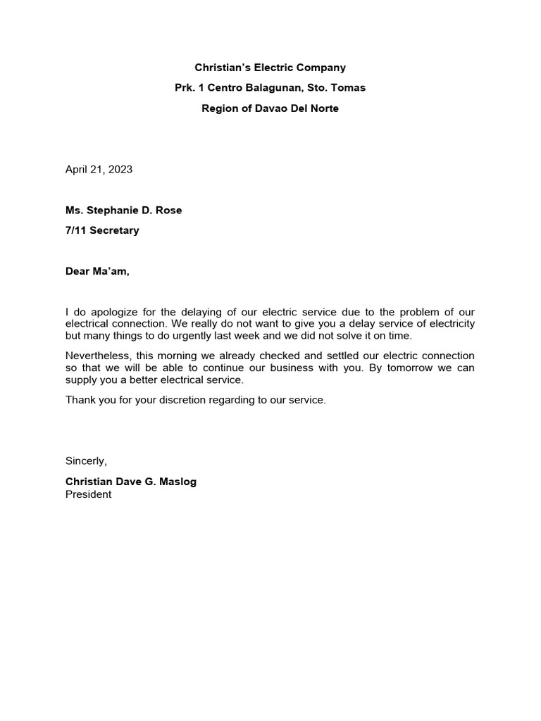 Delay Letter | PDF