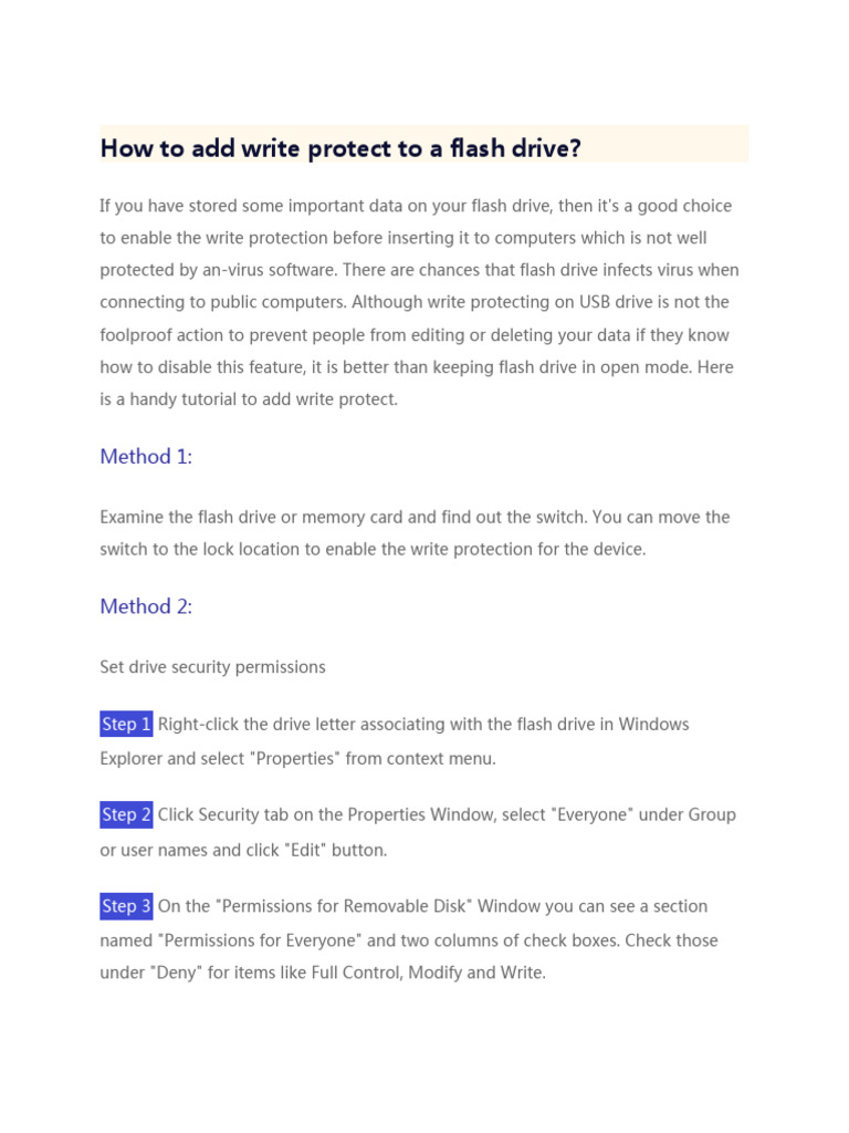 How To Add Write Protect To A Flash Drive | PDF