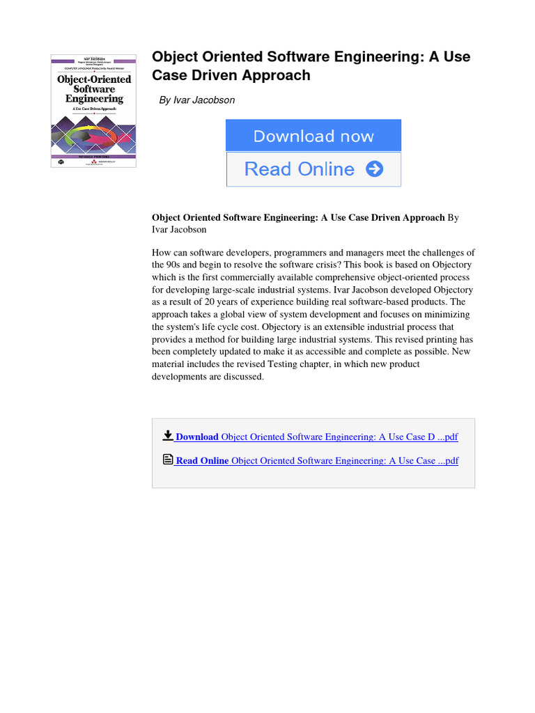 Object Oriented Software Engineering A U Pdf Use Case Object