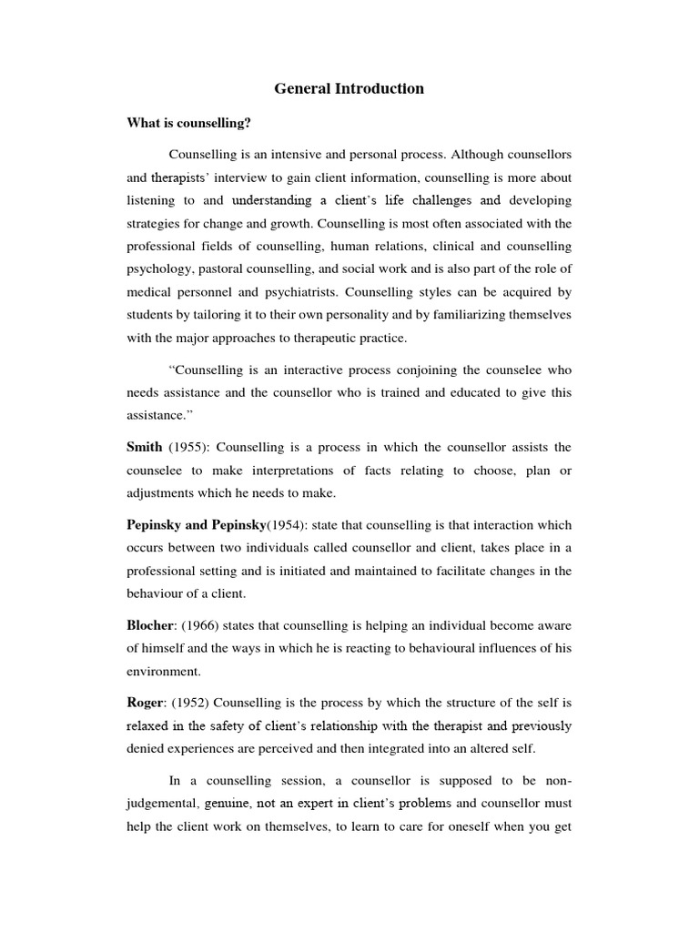 Intro To Counselling | PDF | Psychotherapy | Counseling Psychology