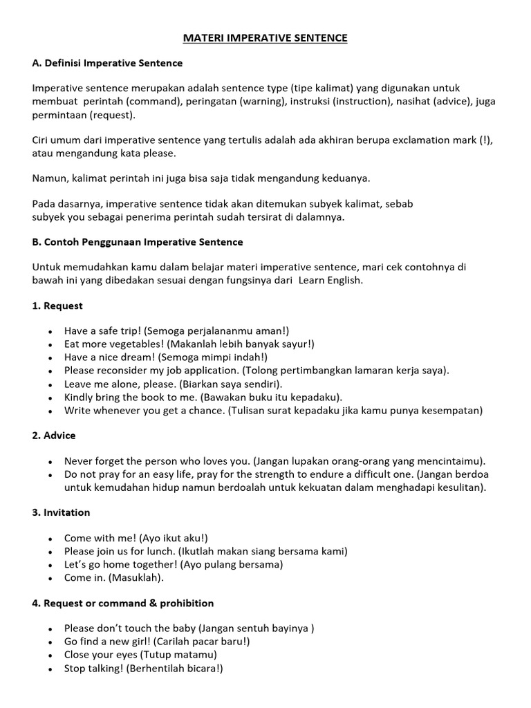 Materi Imperative Sentence | PDF
