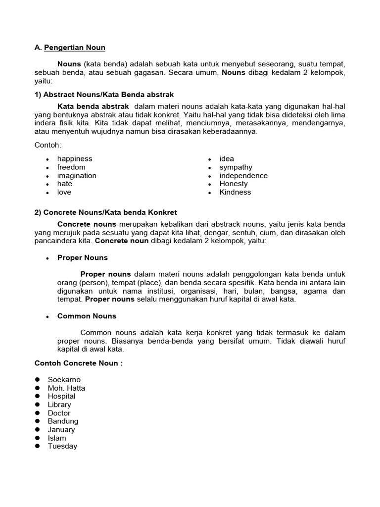 Pengertian dan Jenis Noun dalam Bahasa Inggris | PDF