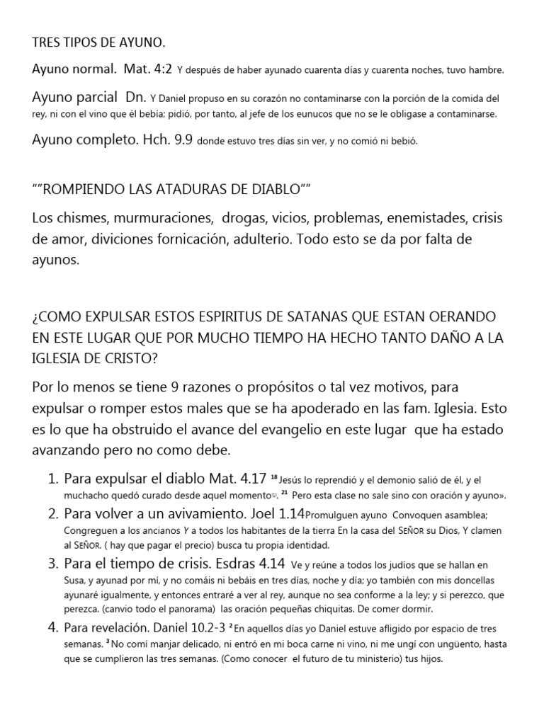 Tipos de Ayuno y sus Propósitos | PDF | Rápido | Creencia religiosa y ...