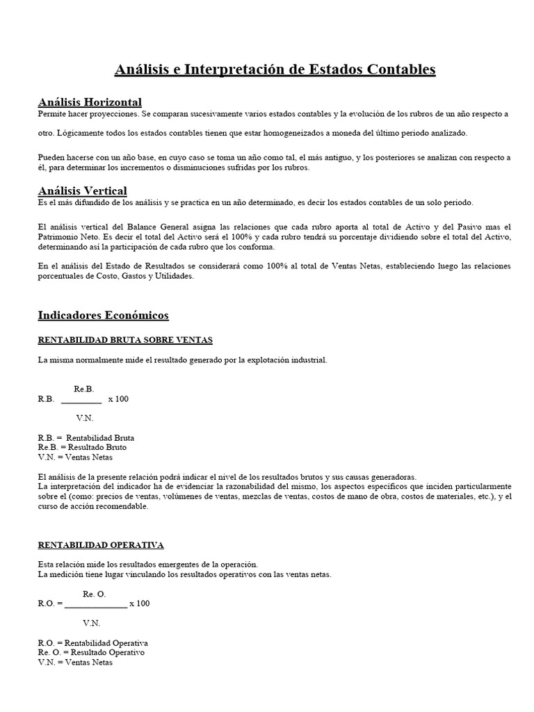 Análisis e Interpretacion de Estados Contables | PDF | Contabilidad | Economias