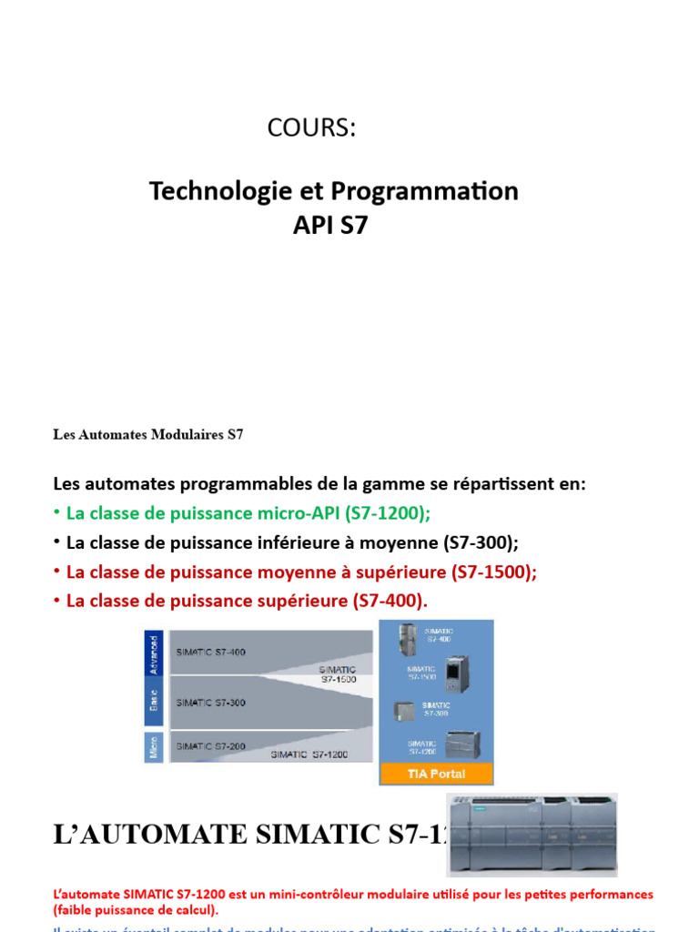 Guide Complet sur l'Automate SIMATIC S7-1200 | PDF | Programme ...