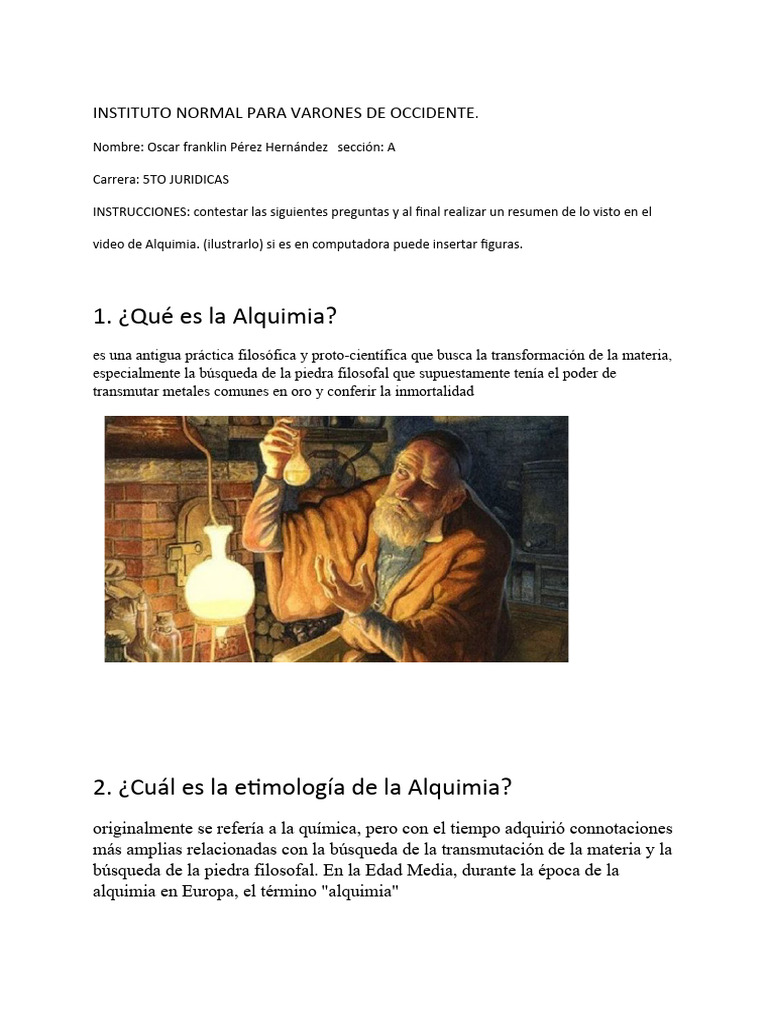 Tarea Video de La Alquimia | PDF | Alquimia | Química