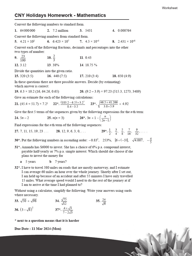 CNY Worksheet2 | PDF | Elementary Mathematics | Numbers