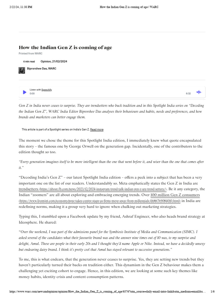 How The Indian Gen Z Is Coming of Age WARC | PDF | Brand | Millennials How The Indian Gen Z Is Coming of Age WARC | PDF | Brand | Millennials