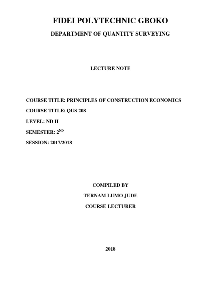 Principles of Construction Economics | PDF | Cost Accounting | Marginal ...