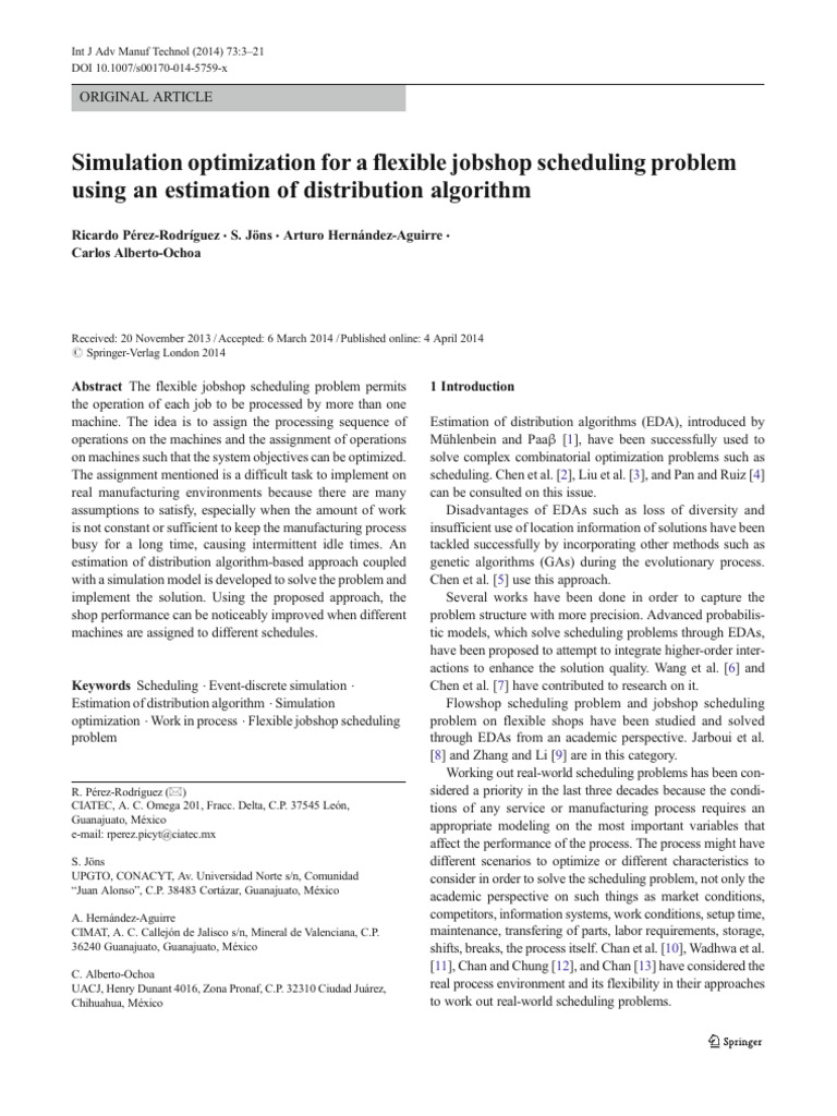 Simulation Optimization For A Flexible Jobshop Scheduling Problem Using An Estimation of ...