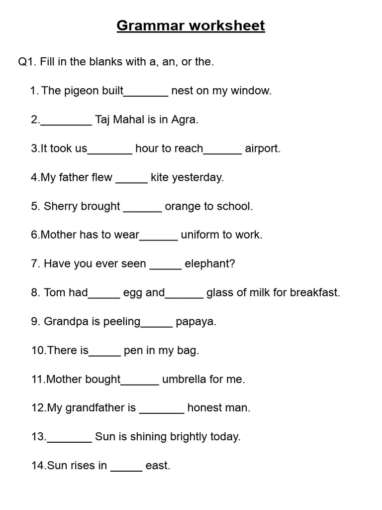 Grammer October Worksheet | PDF