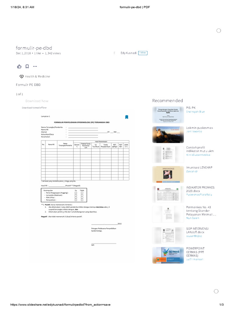 Formulir Pe DBD - PDF | PDF