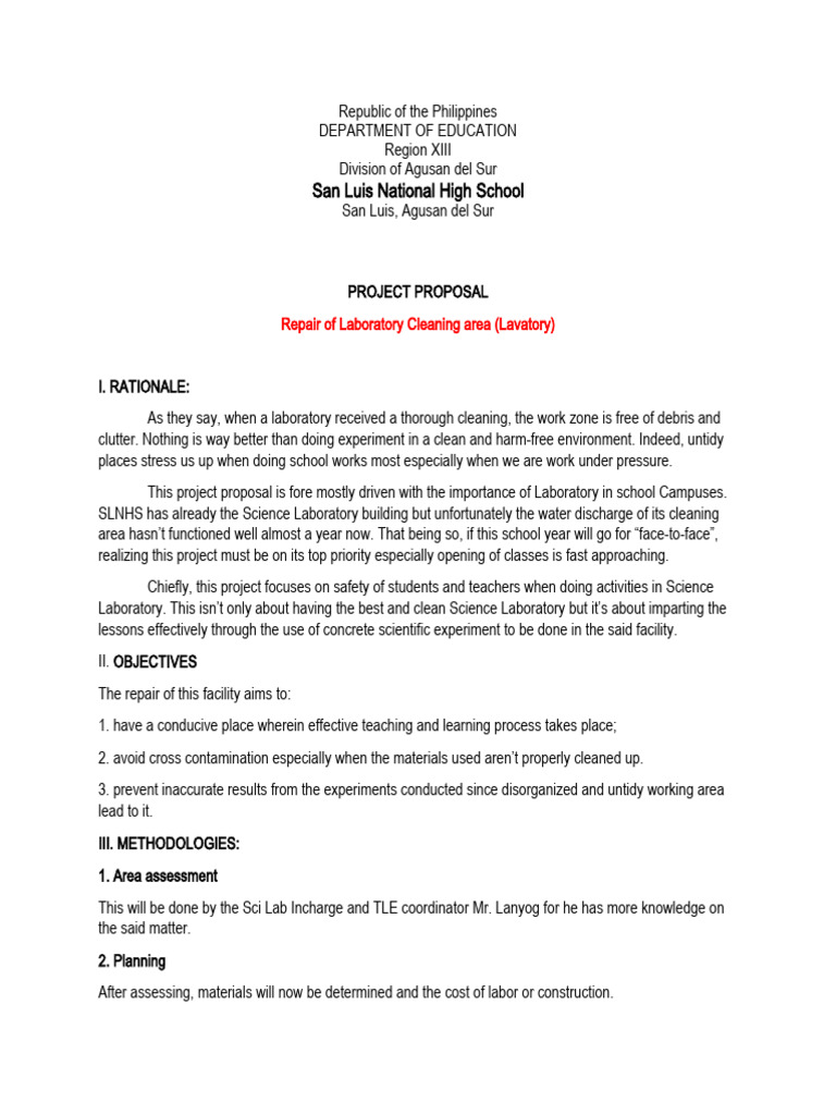 Project proposal SCI LAB REPAIR | PDF | Laboratories | Science