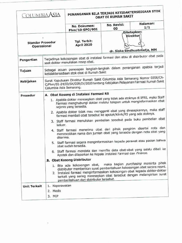 SOP Obat Kosong | PDF