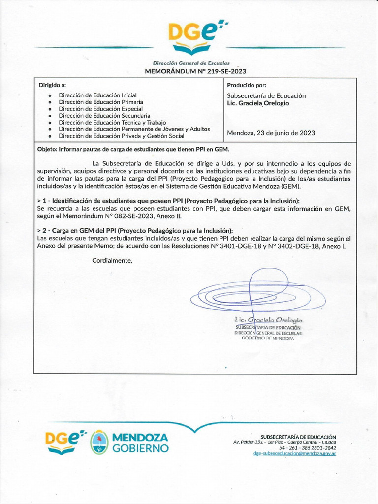 Memo 219 Se 2023 | PDF