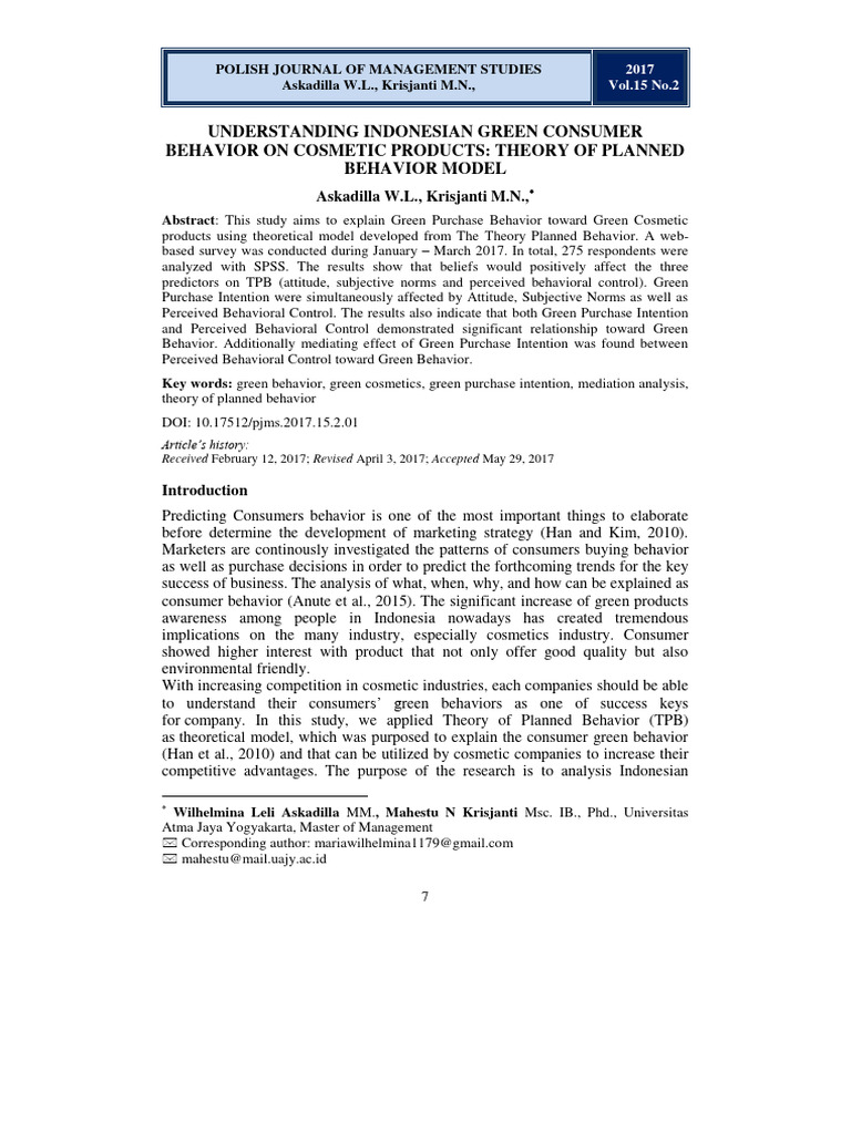 Understanding Indonesian Green Cons | PDF | Behavior | Attitude ...