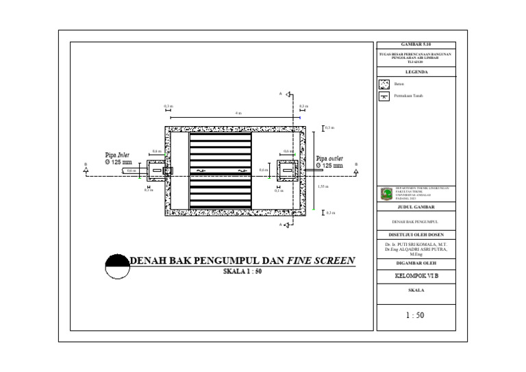 Denah Unit Bak Pengumpul Dan Fine Screen | PDF