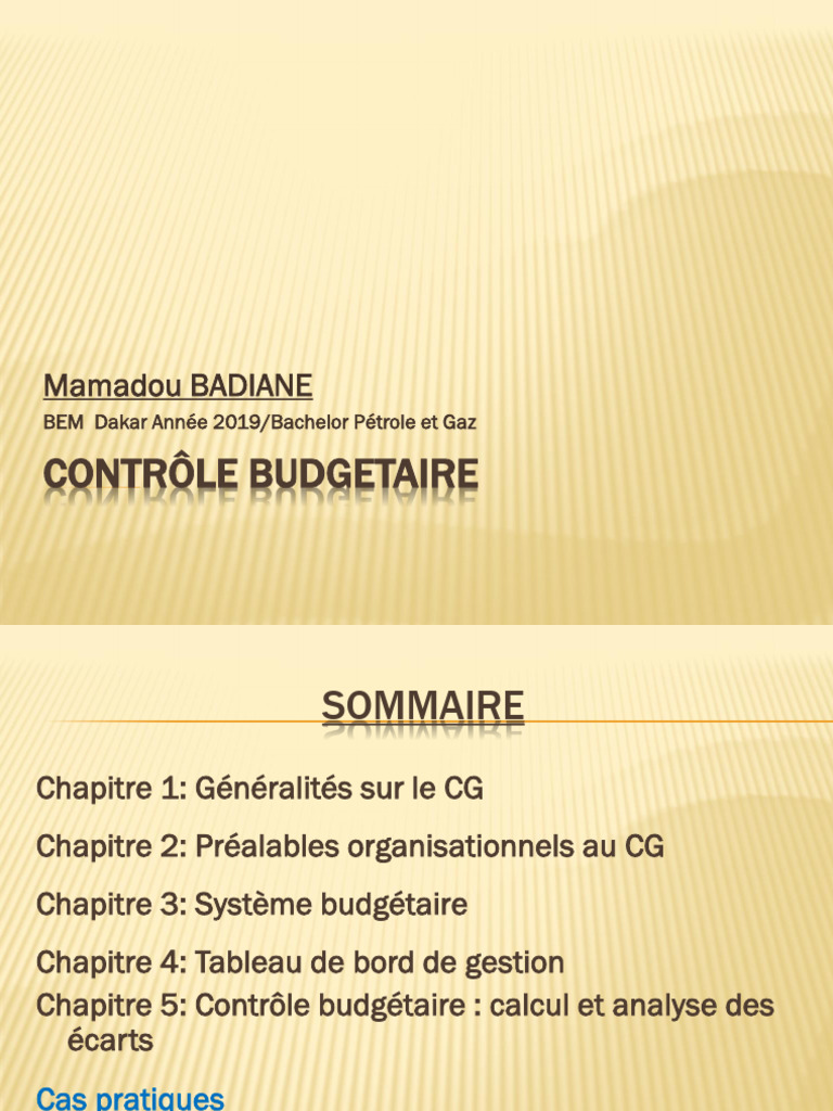 Contrôle Budgétaire 2019: Guide Pratique | PDF | Budget | Taux de ...