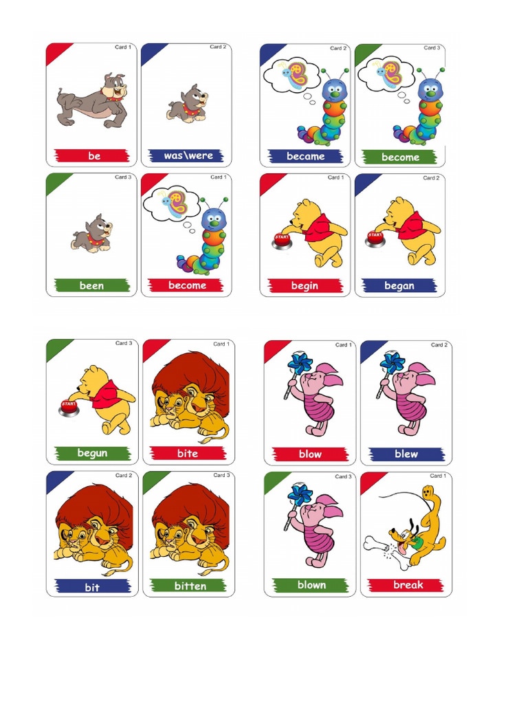Irregular Verbs Small Cards Pdf