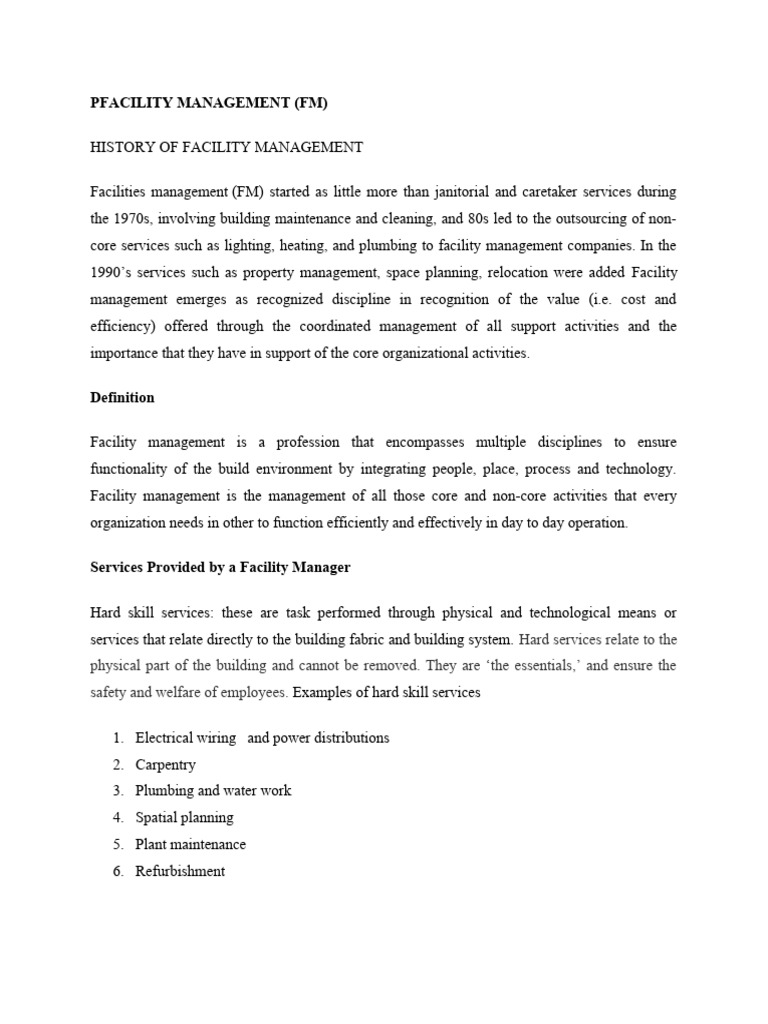 Facility Management | PDF | Regulatory Compliance | Occupational Safety And Health