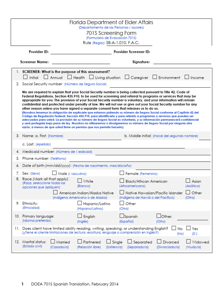 701s Form English-3- Spanish 2015 | PDF | Medicina CLINICA ...