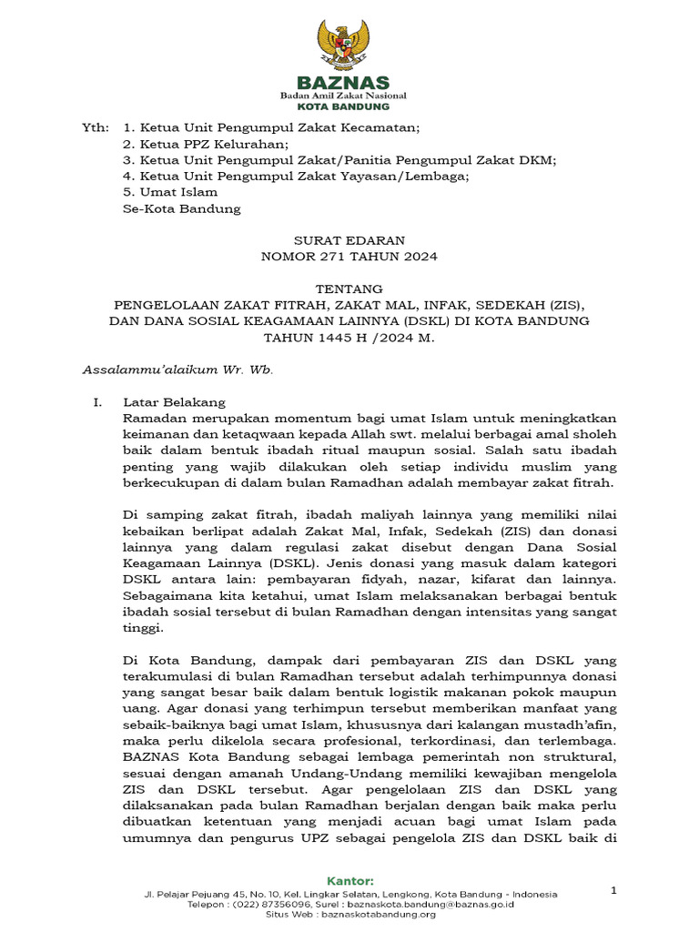 SE-060324-Edaran Pengelolaan Zakat Fitrah, Zakat Mal, Infak, Sedekah (ZIS), Dan Dana Sosial ...
