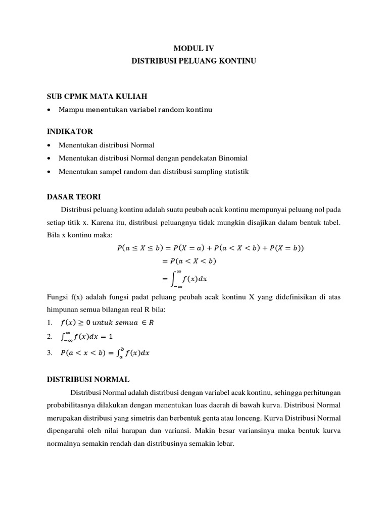 Distribusi Peluang Kontinu | PDF