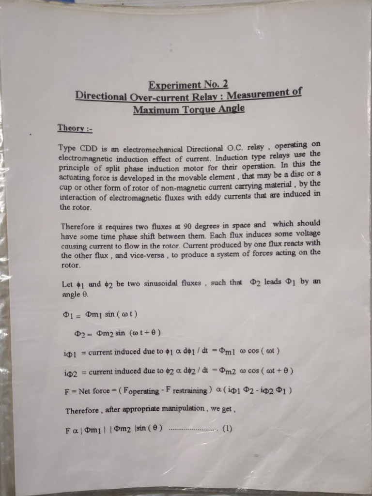 Maximum Torque Angle in Directional Relay | PDF | Electromagnetic ...