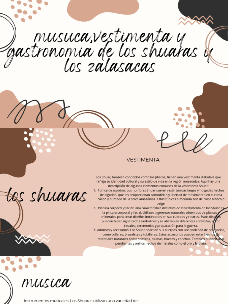 musuca,vestimenta y gastronomia de los shuaras y los zalasacas | PDF ...