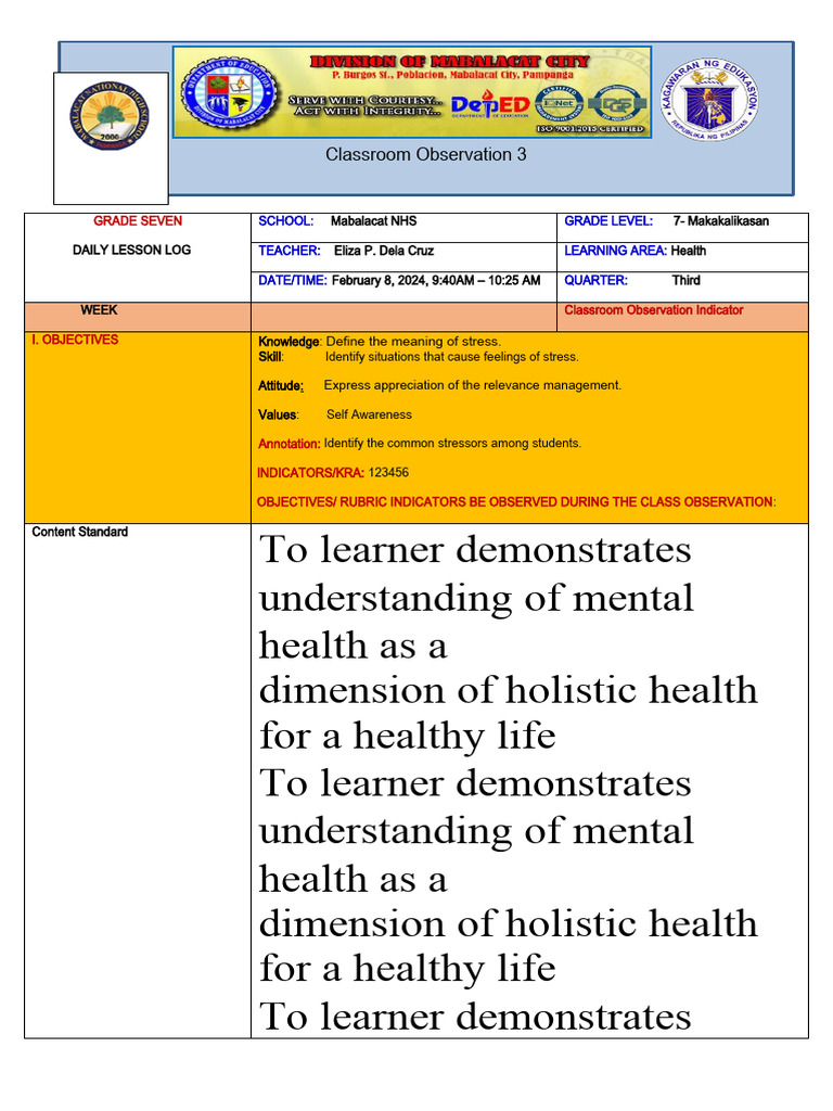 COT - 3 - Stress | PDF | Stress (Biology) | Feeling