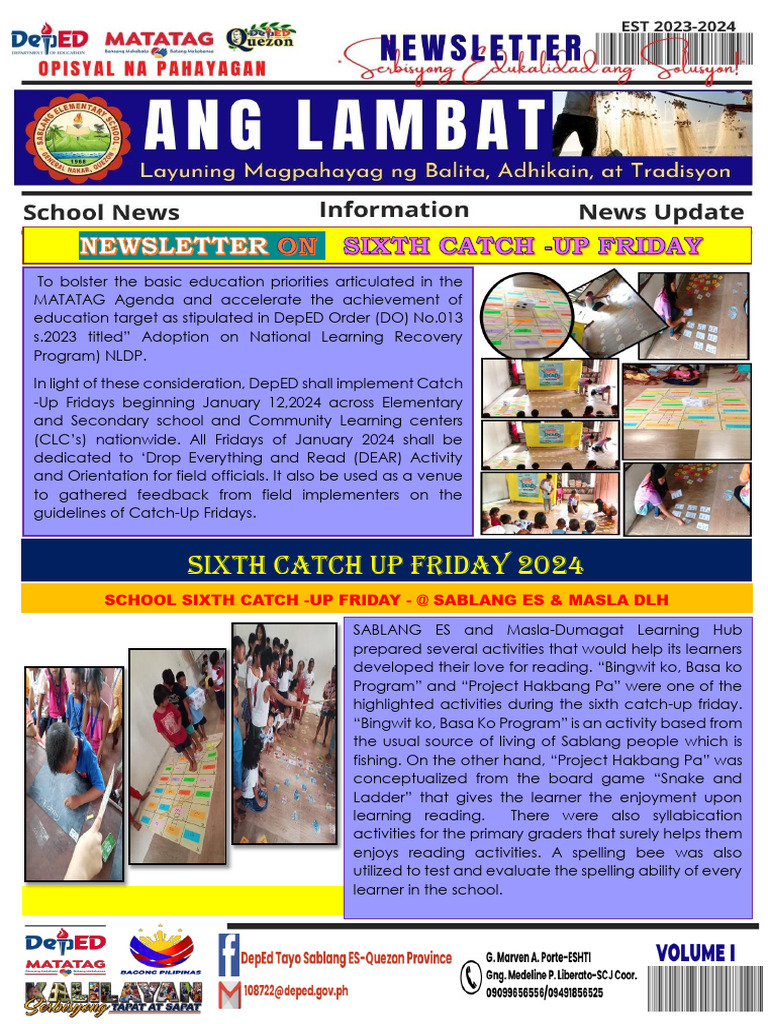 Sixth Catch Up Activity | PDF